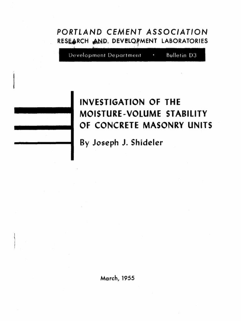 Investigation of The Moisture-Volume Stability Concrete Masonry Units ...