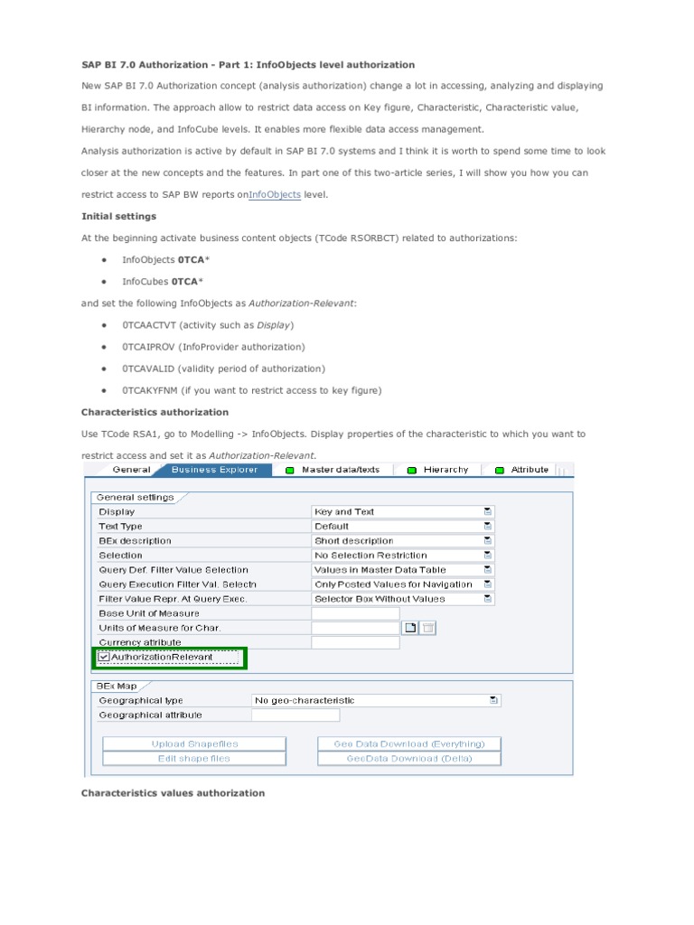 Authorizations SAP BI | PDF | Hierarchy | Information Retrieval