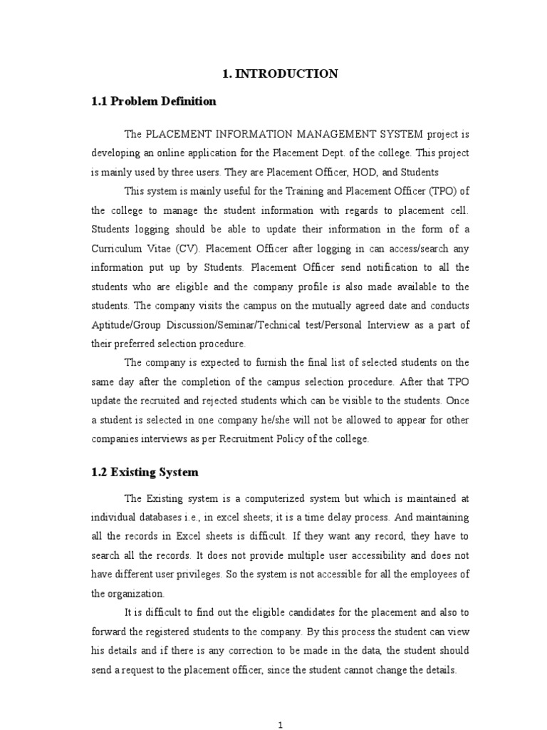 Online Placement Information Management System | PDF | Conceptual Model ...