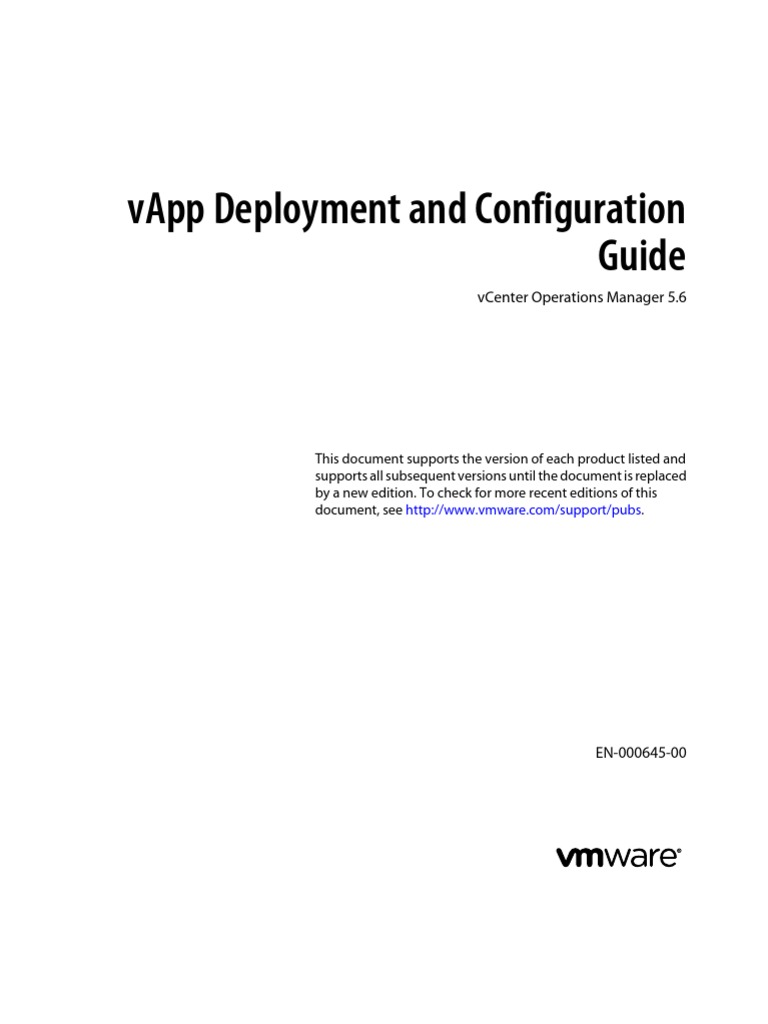 Vapp Deployment and Configuration Guide: Vcenter Operations Manager 5.6 ...