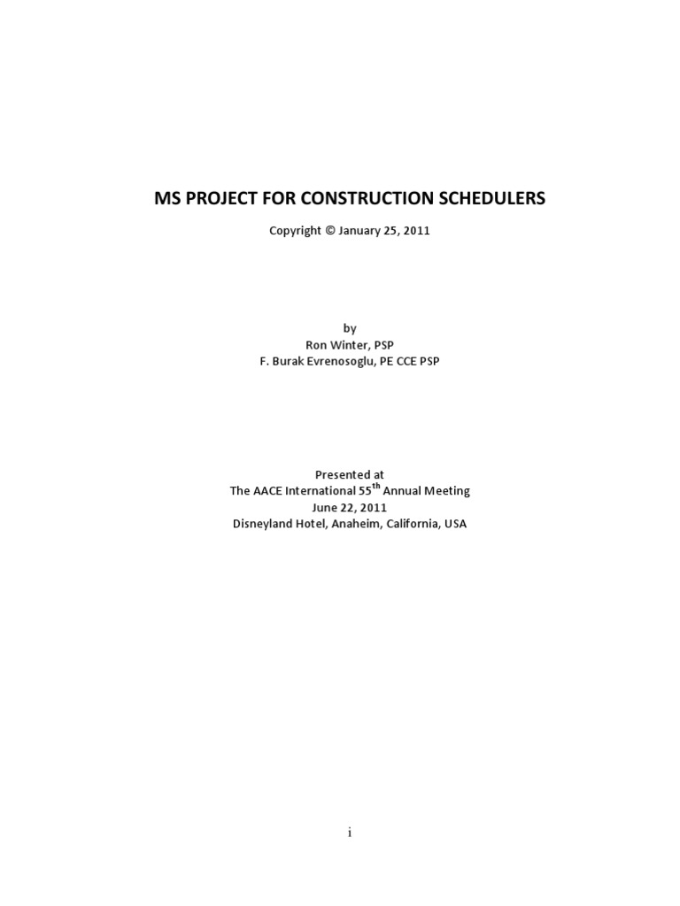 MS Project For Construction | PDF