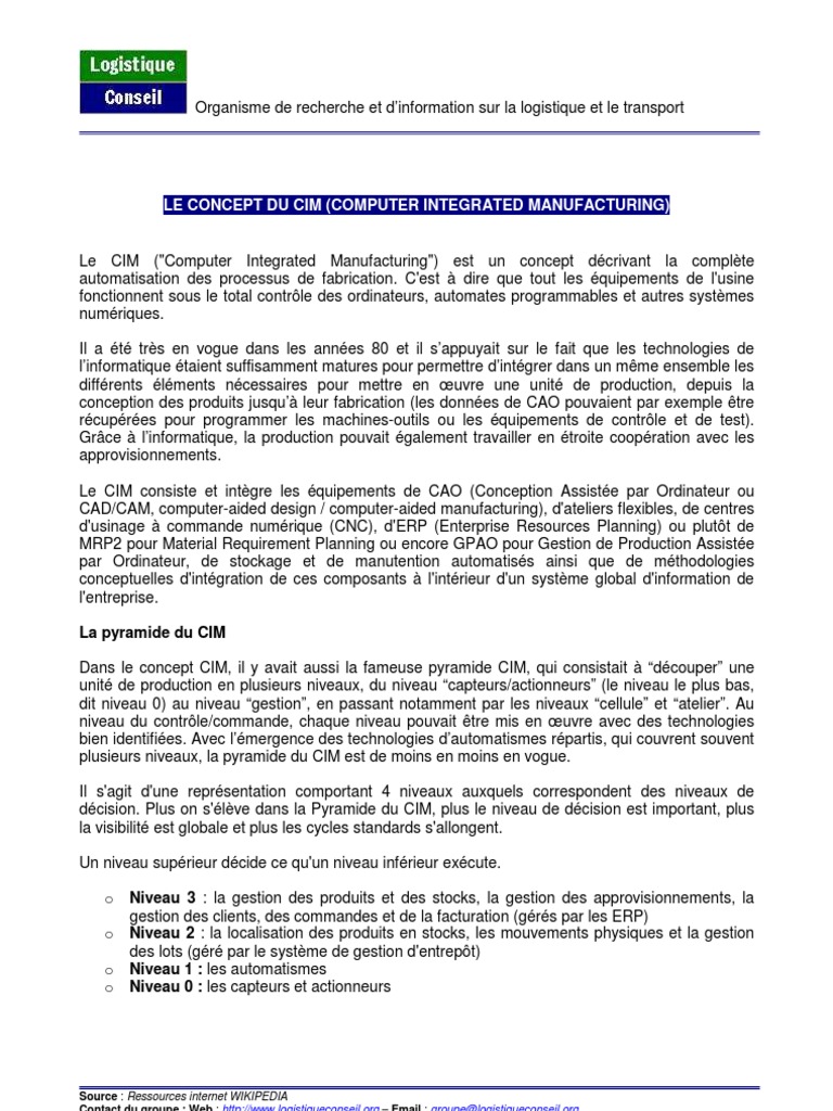 Pyramide Du CIM | PDF | Conception assistée par ordinateur | Progiciel ...