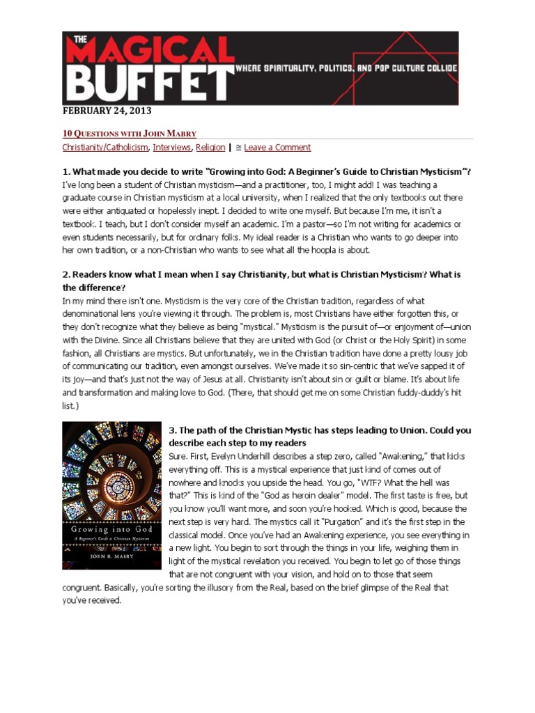 2.24.13 The Magical Buffet Interviews Growing Into God Author John R ...