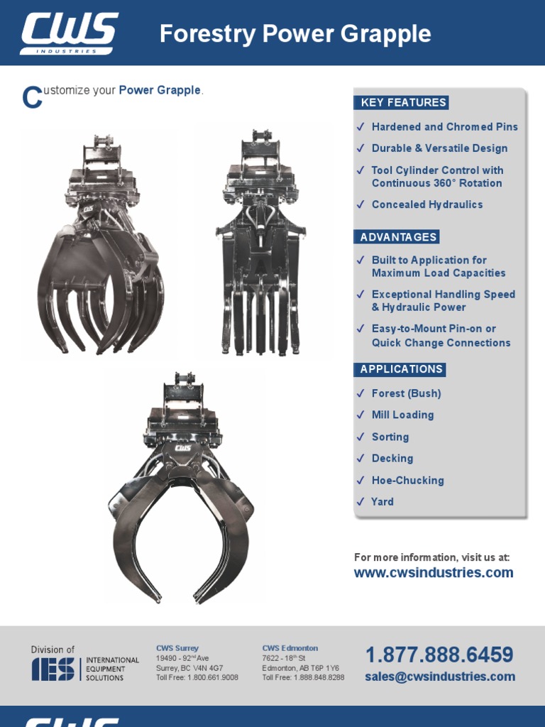 CWS Forestry Power Grapple | PDF | Forestry | Cylinder (Engine)