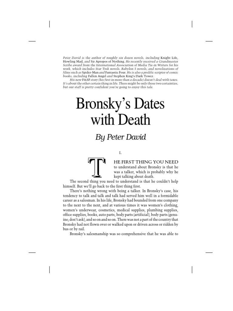Bronsky's Dates With Death by Peter David | PDF