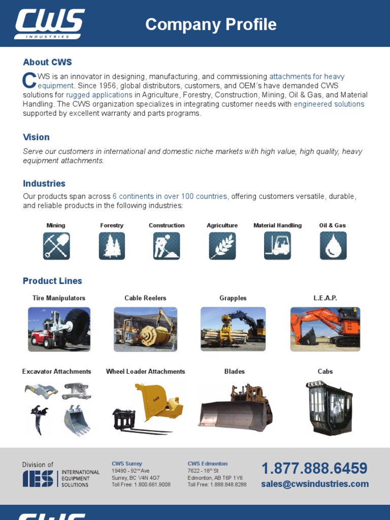 CWS Company Profile | PDF | Factory | Heavy Equipment