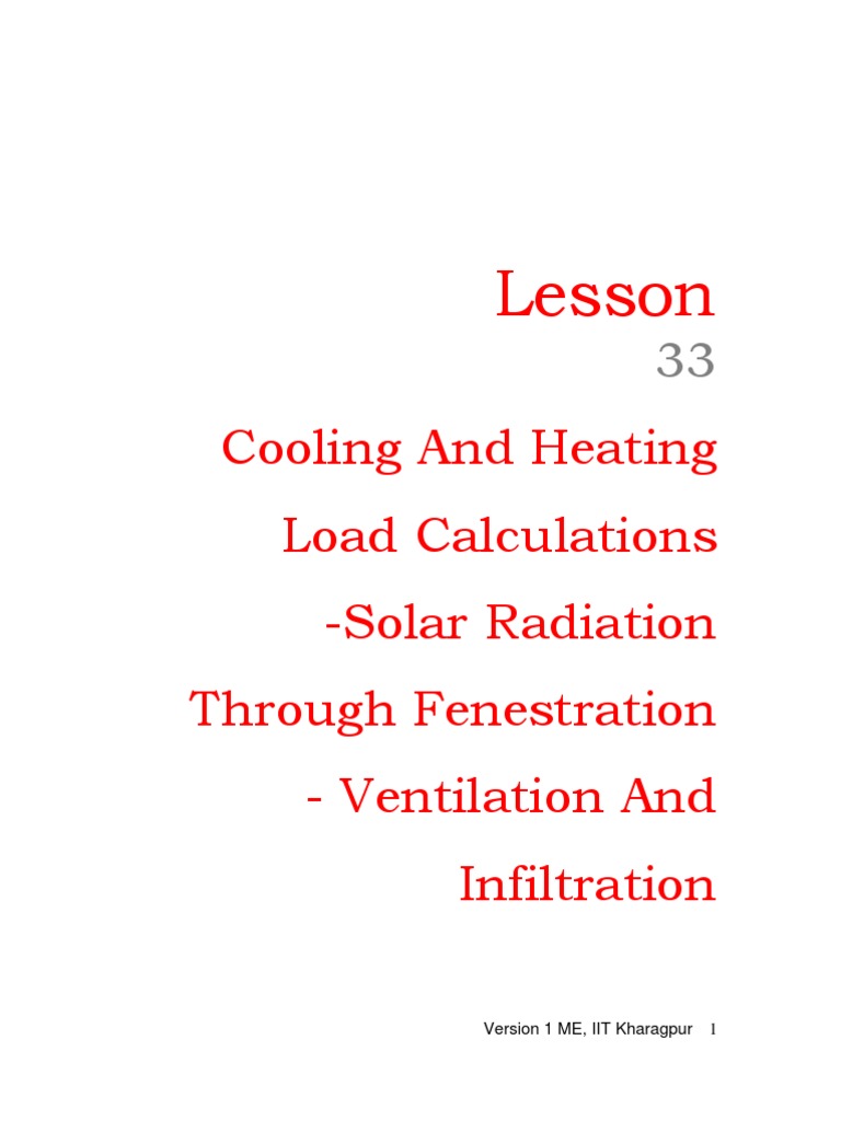 Infiltration and Fenestration Load Calculations | PDF