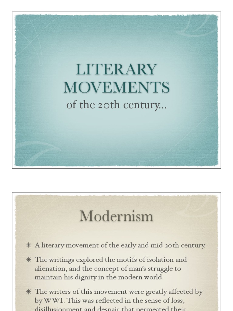 Literary Movements of The 20th Century Powerpoint | PDF | Modernism ...