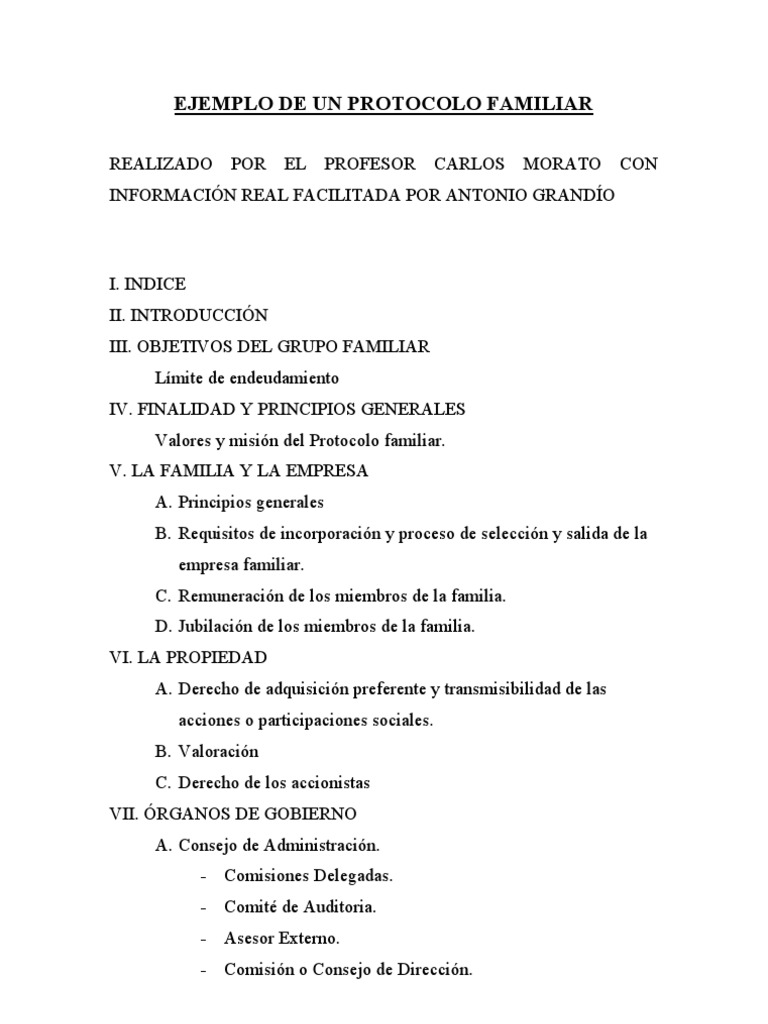 Ejemplo de Un Protocolo Familiar | PDF