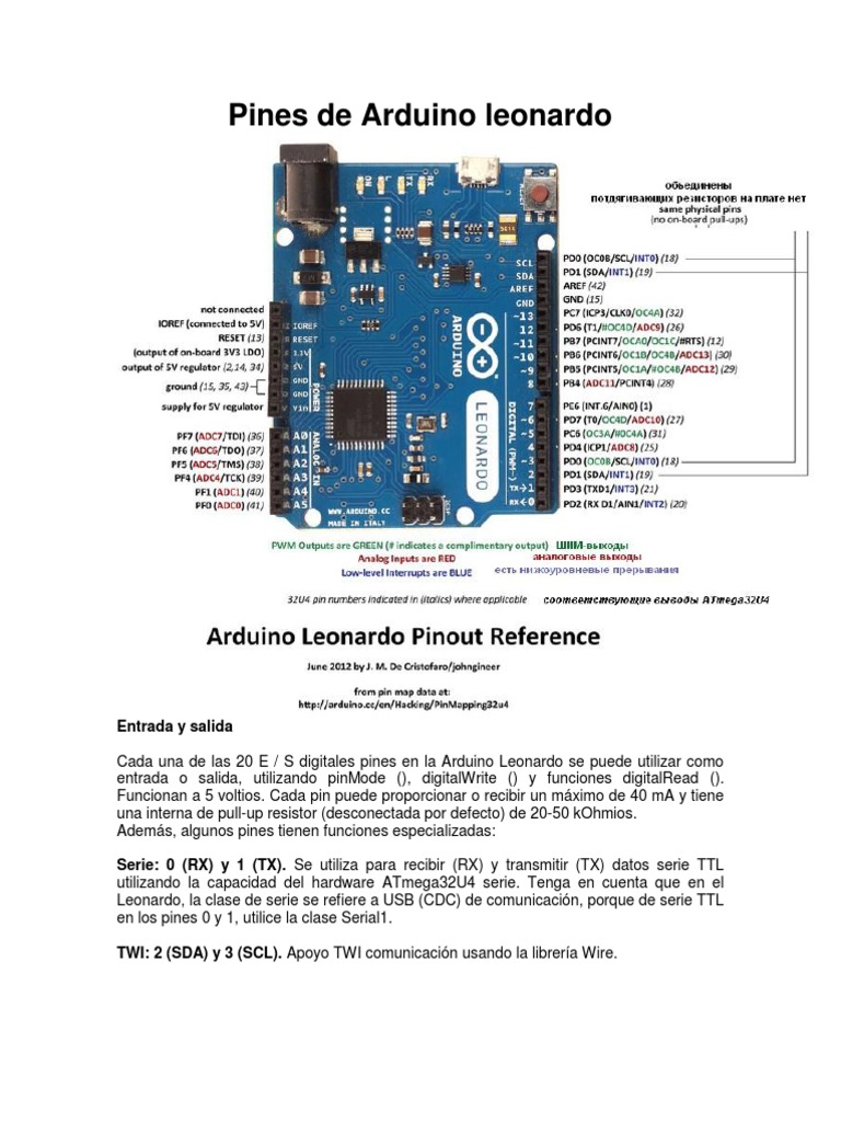 Pines Arduino Leonardo | PDF | Tecnología digital | Electrónica digital