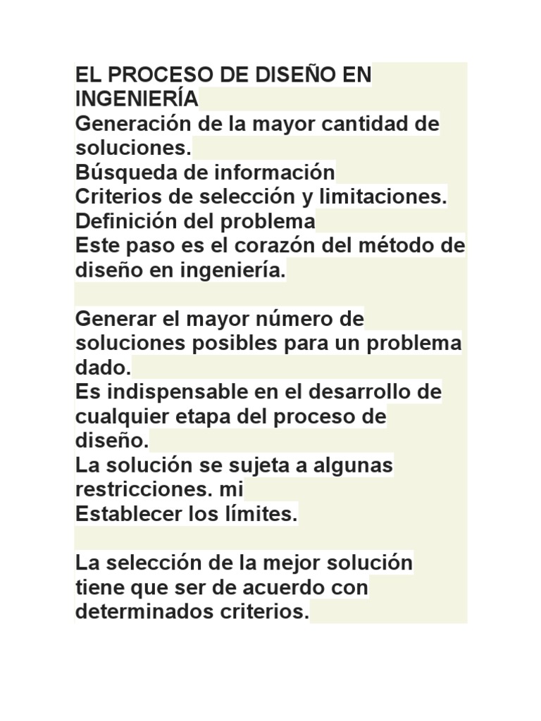 EL PROCESO DE DISEÑO EN INGENIERÍA | PDF | Diseño | Ingeniería