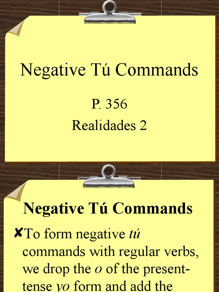 Forming Negative Tú Commands in Spanish | PDF