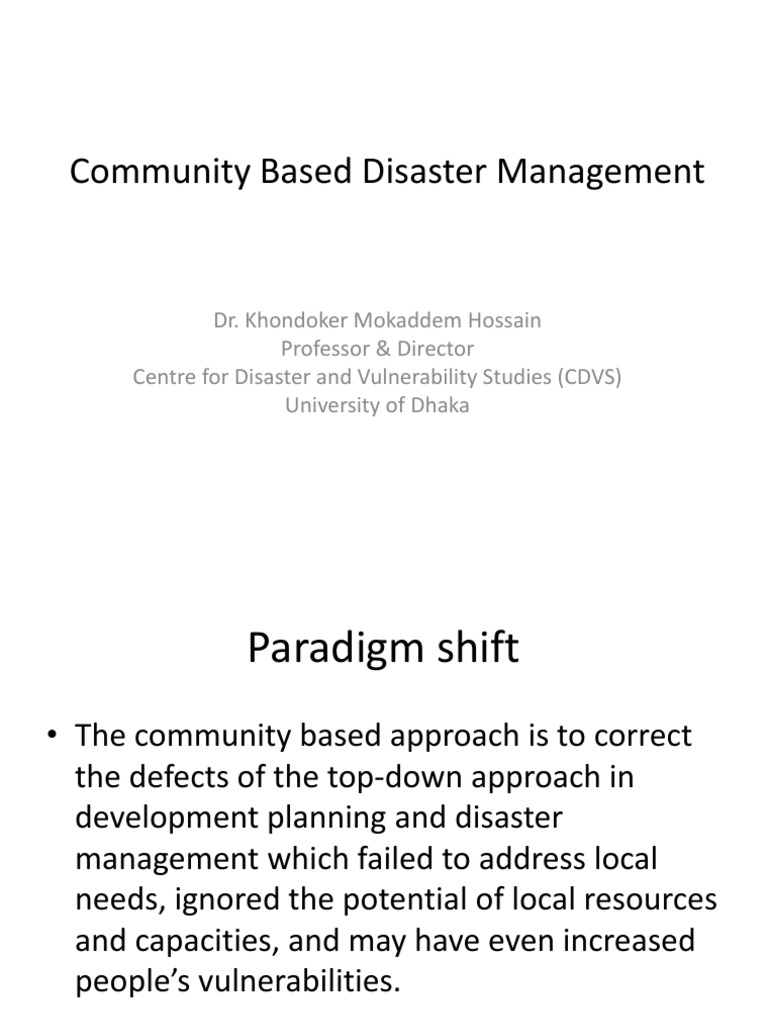 Community Based Disaster Management | PDF | Emergency Management ...