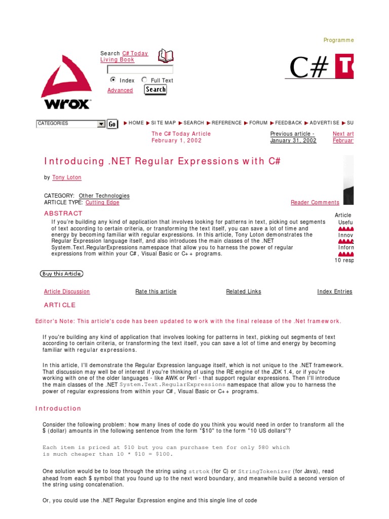 Regular Expressions With C# | PDF | Regular Expression | Areas Of ...