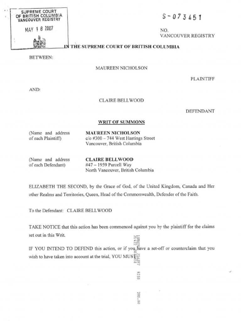 Statement of Claim | PDF