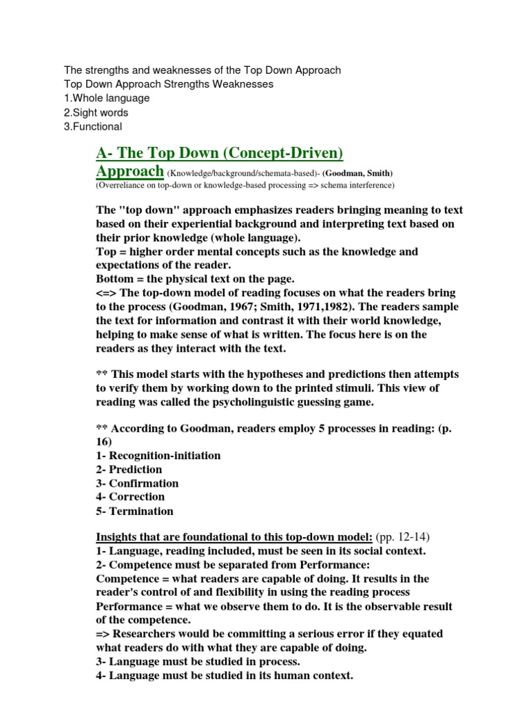 The Strengths and Weaknesses of The Top Down Approach | PDF ...