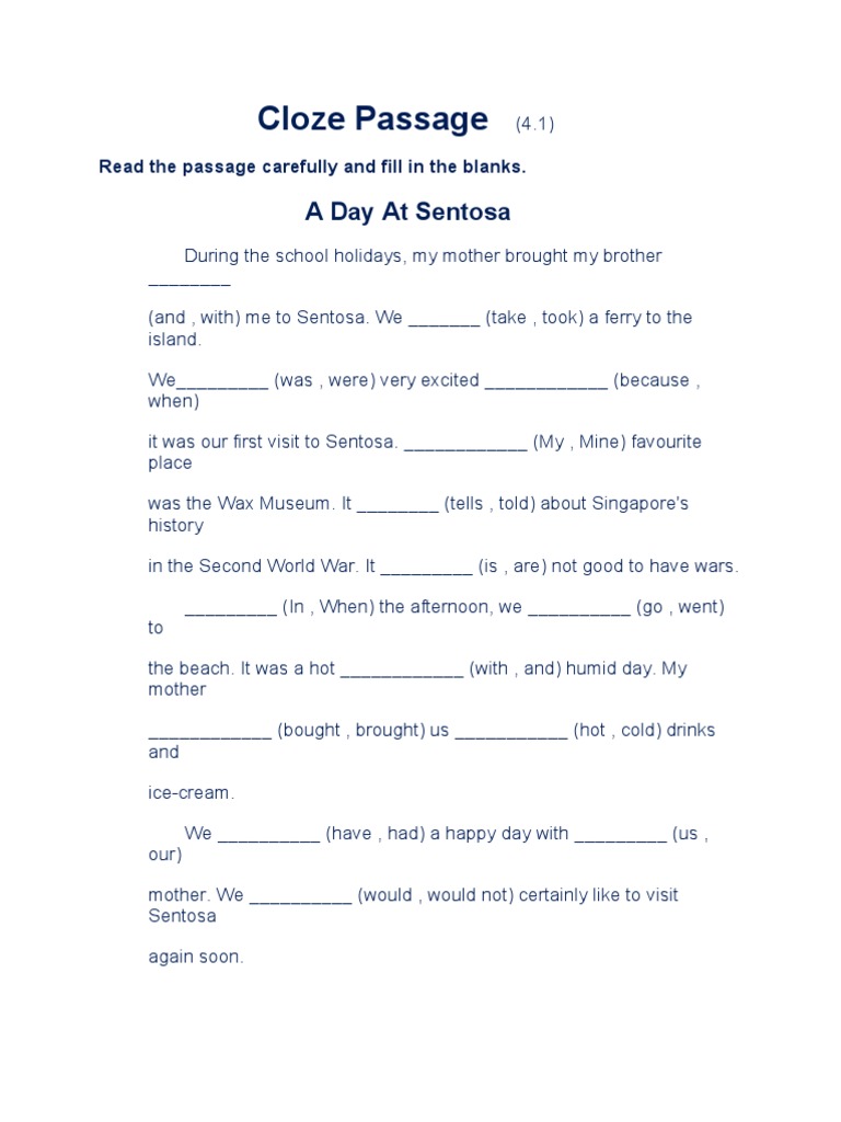 Cloze Passage | PDF
