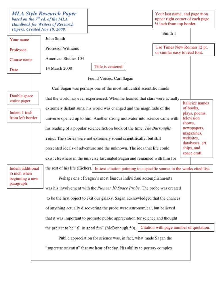 Mla Research Paper Format | PDF | Citation | Science