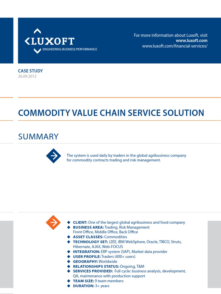 Commodity Value Chain Service Solution: Case Study | PDF | Commodity ...