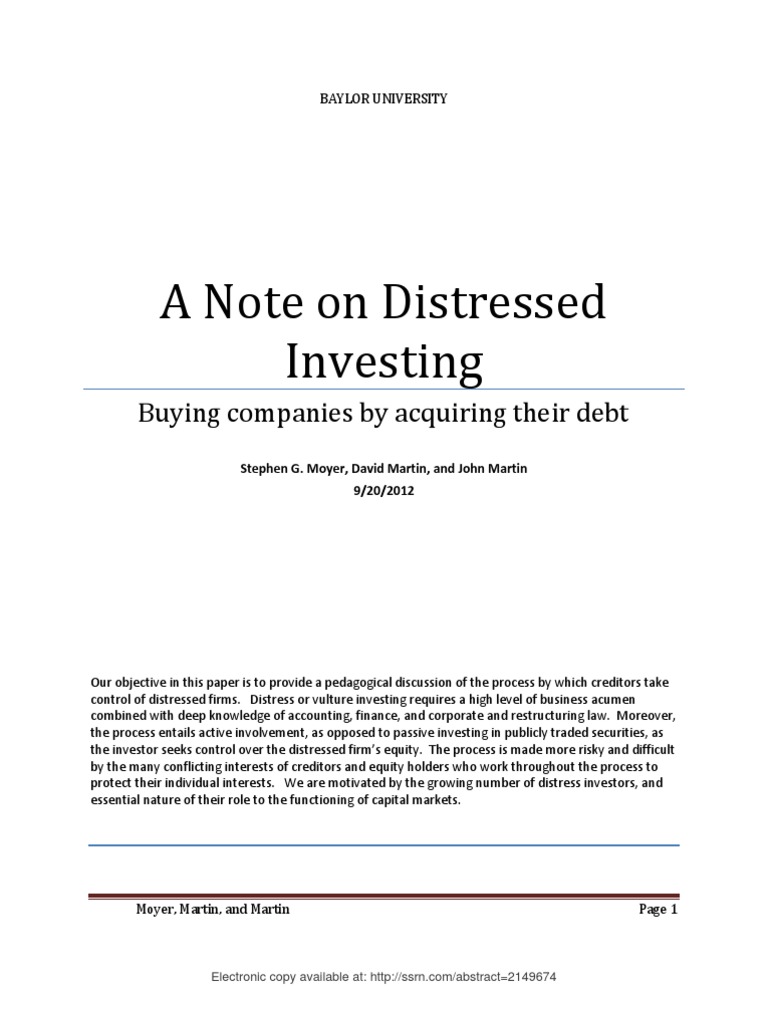 Distressed Investing Strategies Explained | PDF | Securities (Finance ...
