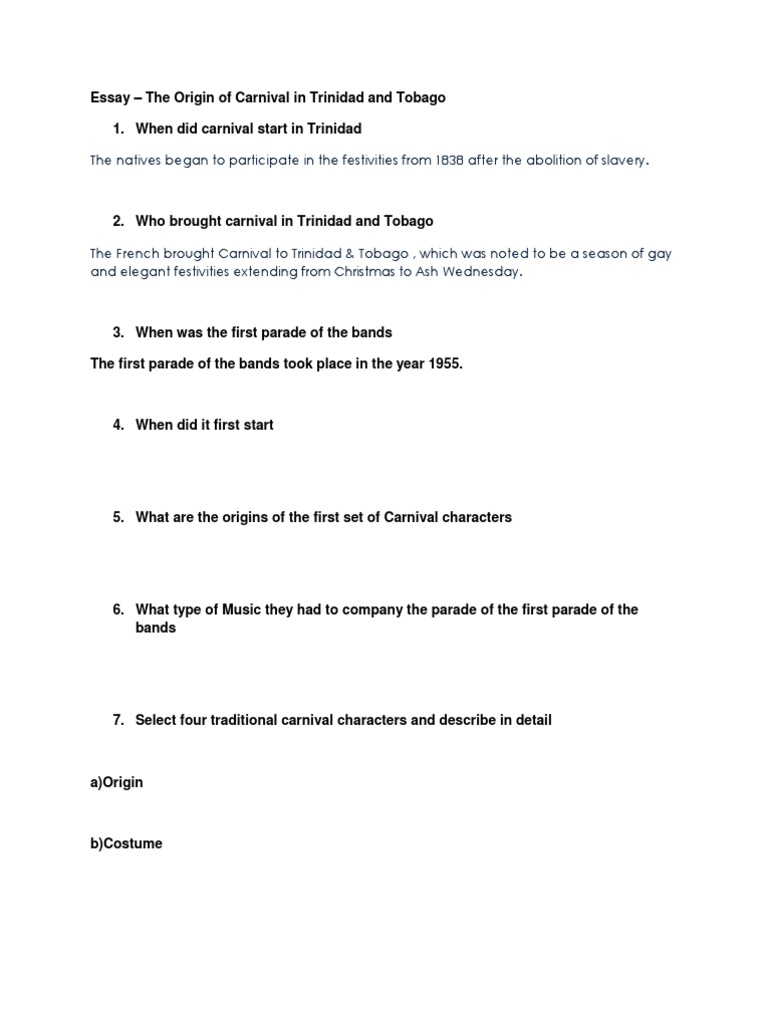 Tracing the Origins and Evolution of Carnival in Trinidad and Tobago ...