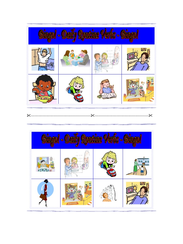 Bingo (Daily Routine Verbs) | PDF