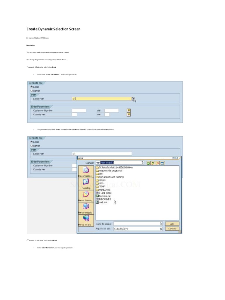 Create Dynamic Selection Screen Download Free Pdf Parameter Computer Programming