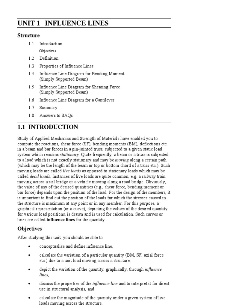 Influence Lines | PDF | Bending | Truss