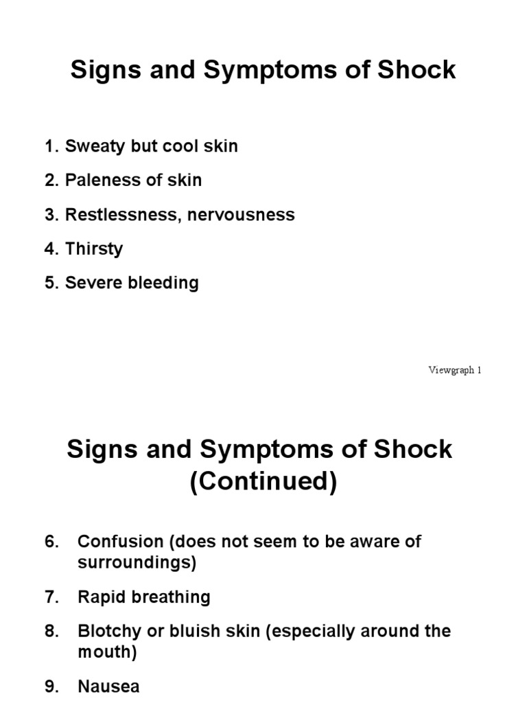 Signs and Symptoms of Shock | PDF | Hyperthermia | Human Diseases And ...