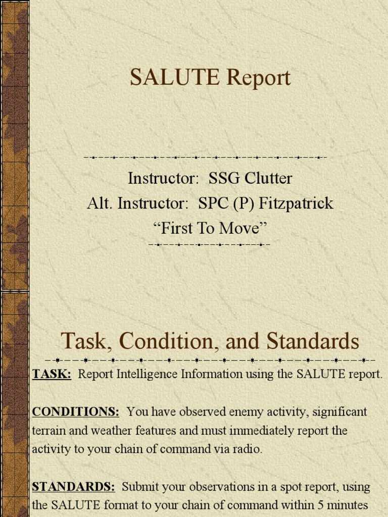 Report Intel Using Salute | PDF | Conflicts | Military Operations