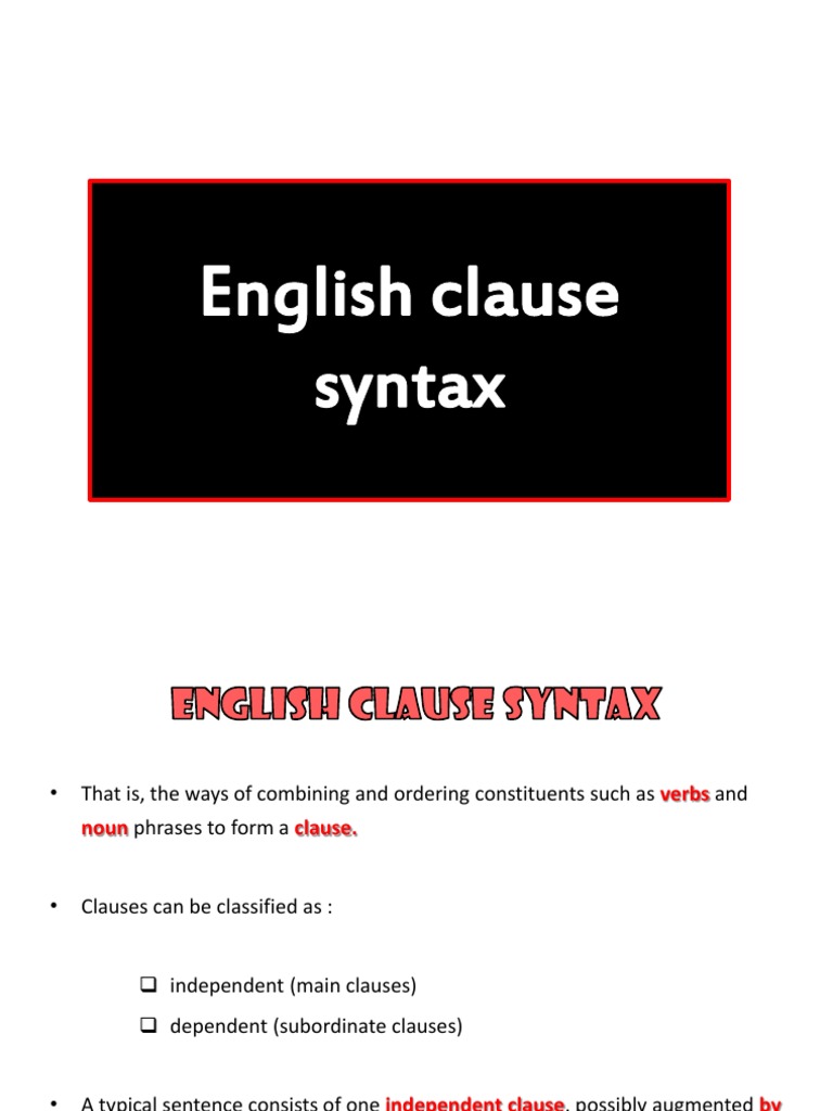 English Clause Syntax | PDF | Clause | Subject (Grammar)