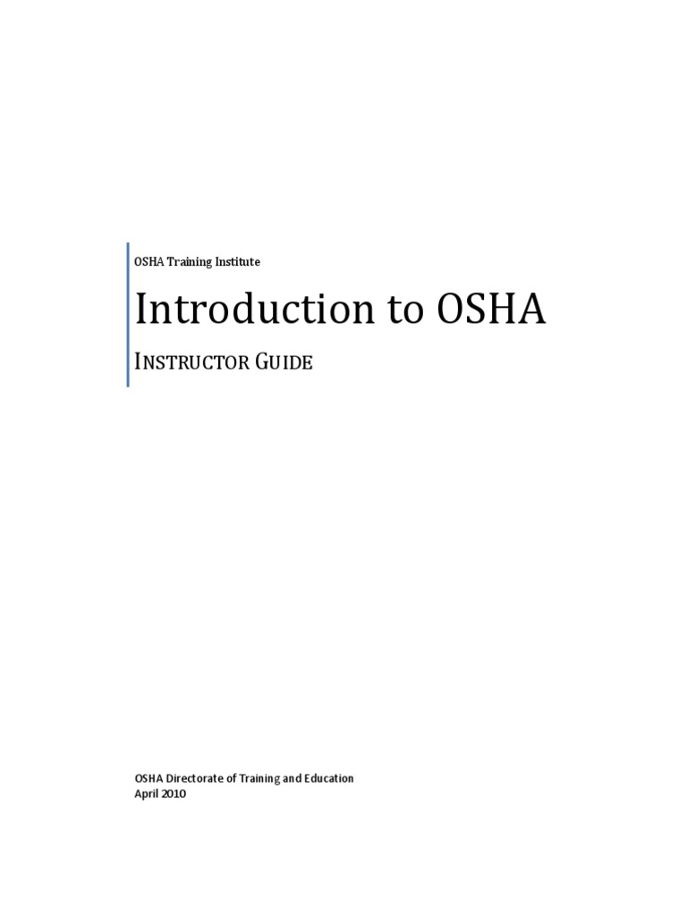 Introduction to Osha Guide | Occupational Safety And Health ...