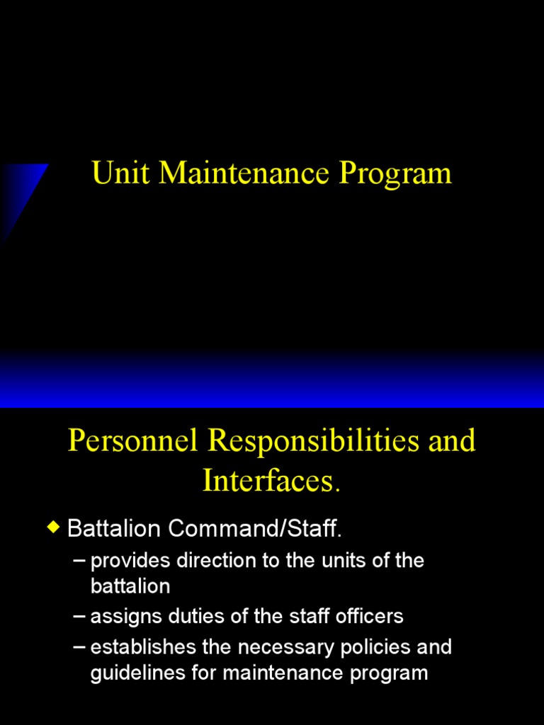 Unit Maintenance Program | PDF