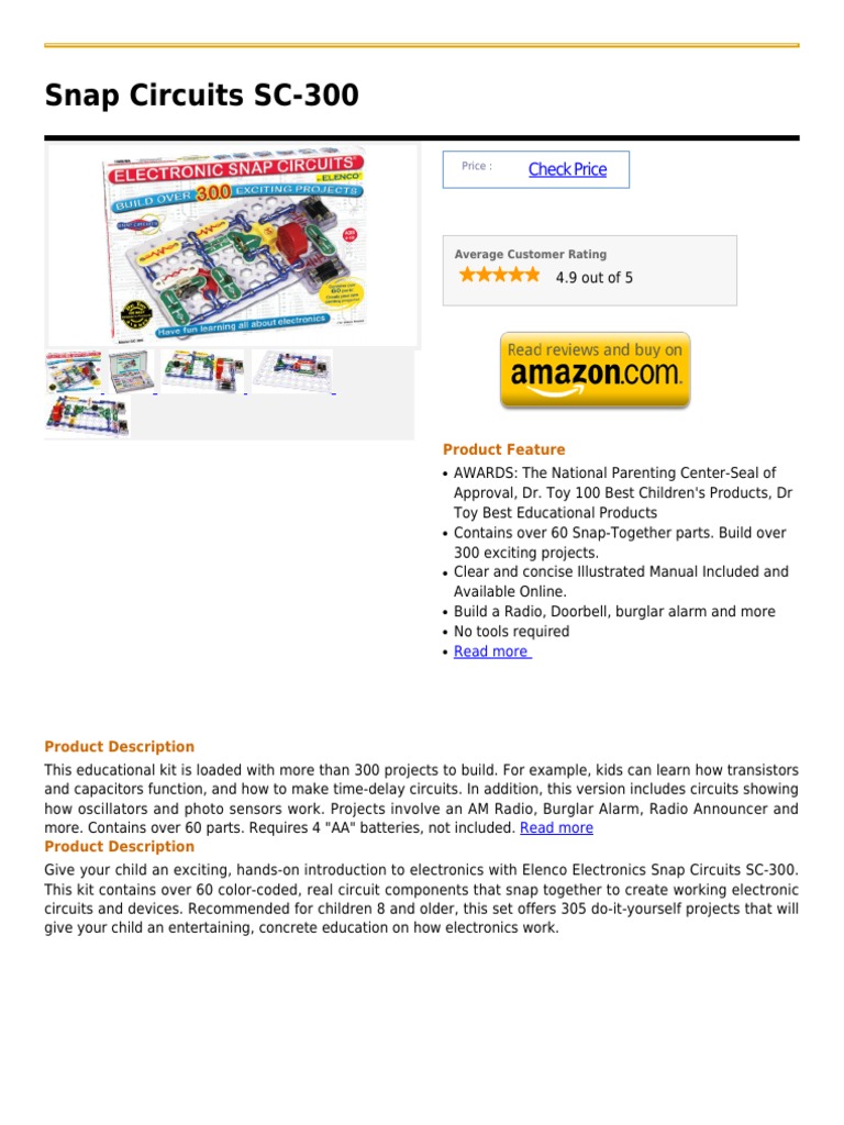 Snap Circuits SC-300 | PDF | Electronic Component | Electronic Circuits