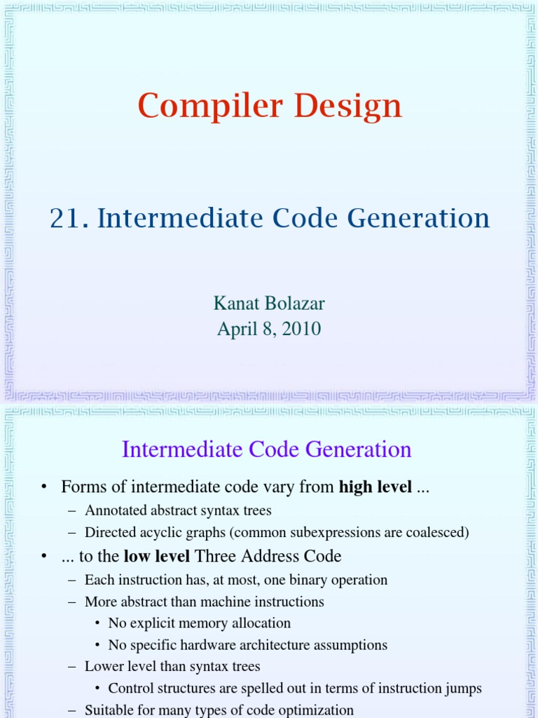 21 Intermediate Code Generation | PDF | Instruction Set | Java ...