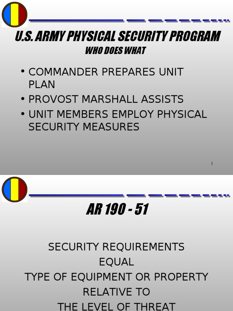 U.S. Army Physical Security Program | PDF | Physical Security | Prevention