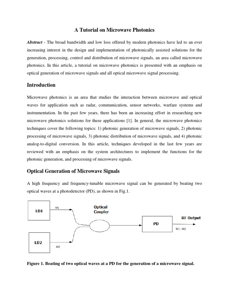A Tutorial On Microwave Photonics | PDF | Photonics | Microwave