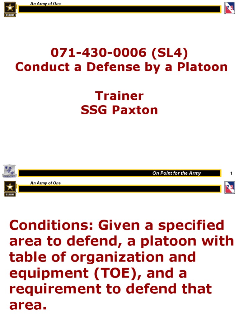 Platoon Defense Operations Guide | PDF | Reconnaissance | Platoon