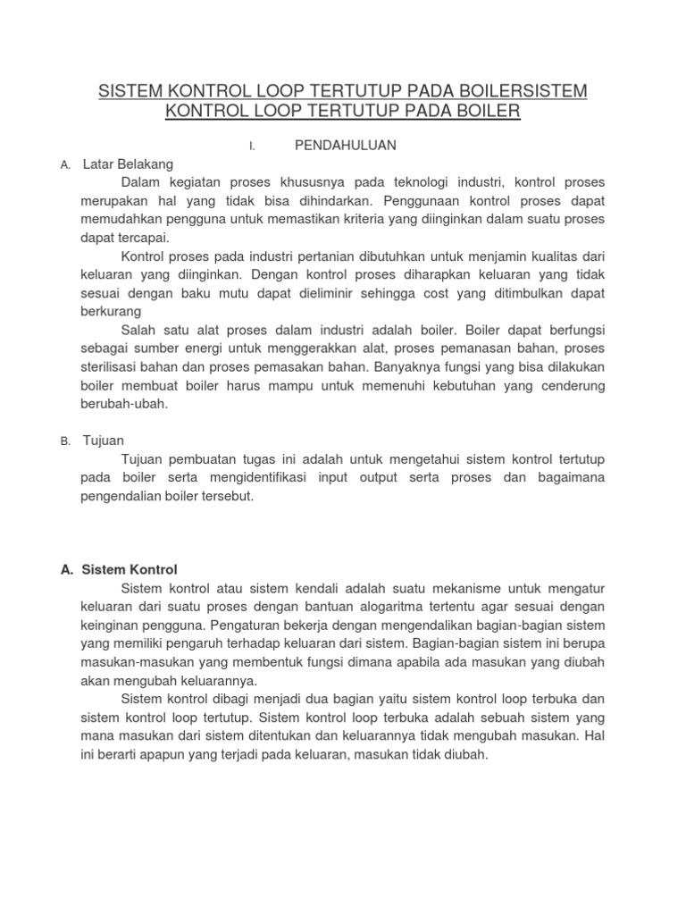 Sistem Kontrol Loop Tertutup Pada Boilersistem Kontrol Loop Tertutup ...