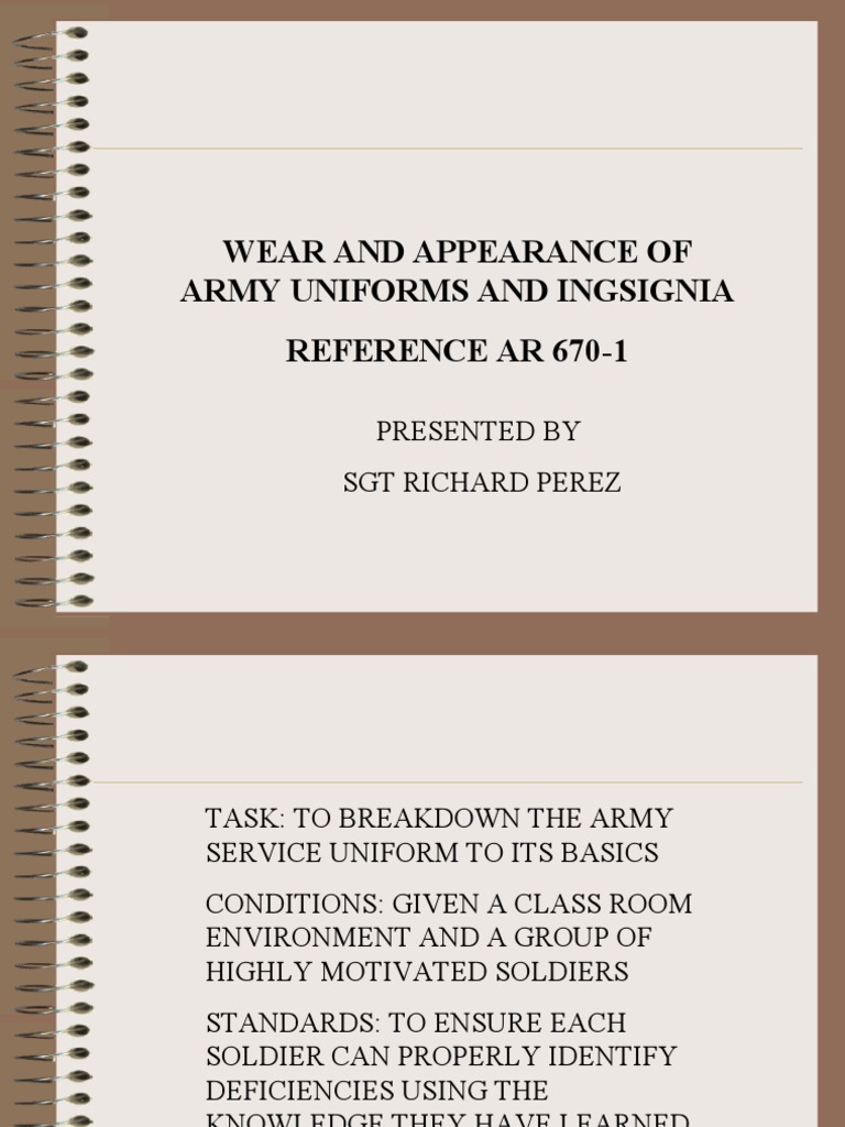 Wear And Appearance Of Army Uniforms And Ingsignia Reference Ar 670 1 Pdf
