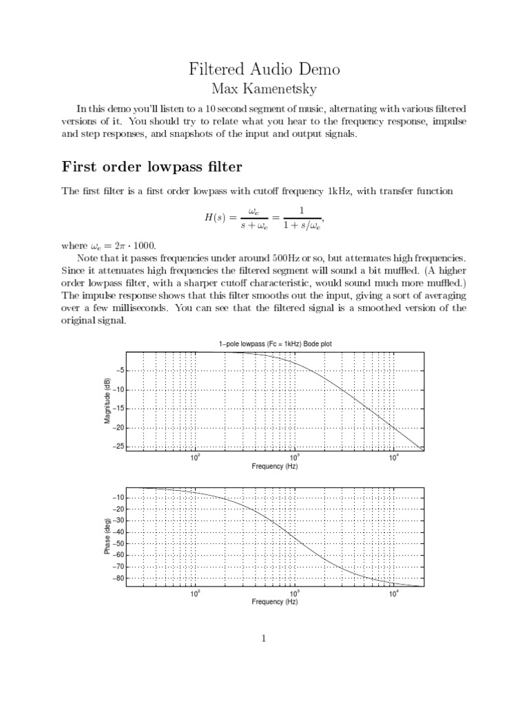 Conv Demo | PDF | Low Pass Filter | Audio Electronics