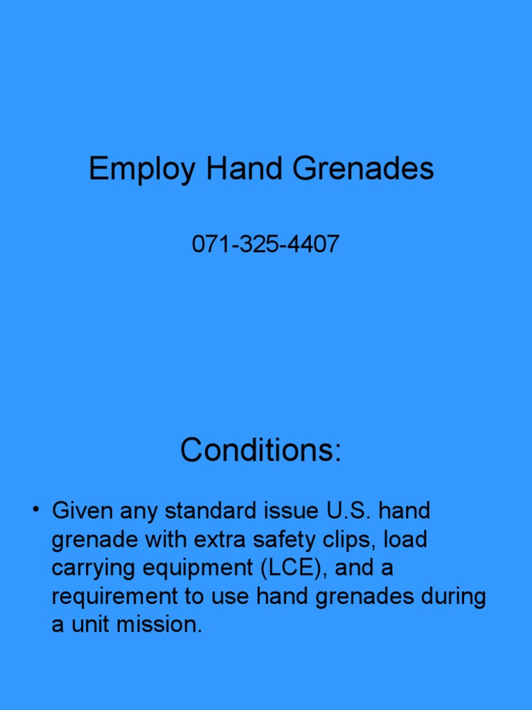 Hand Grenade Employment Guidelines | PDF | Military Technology | Equipment