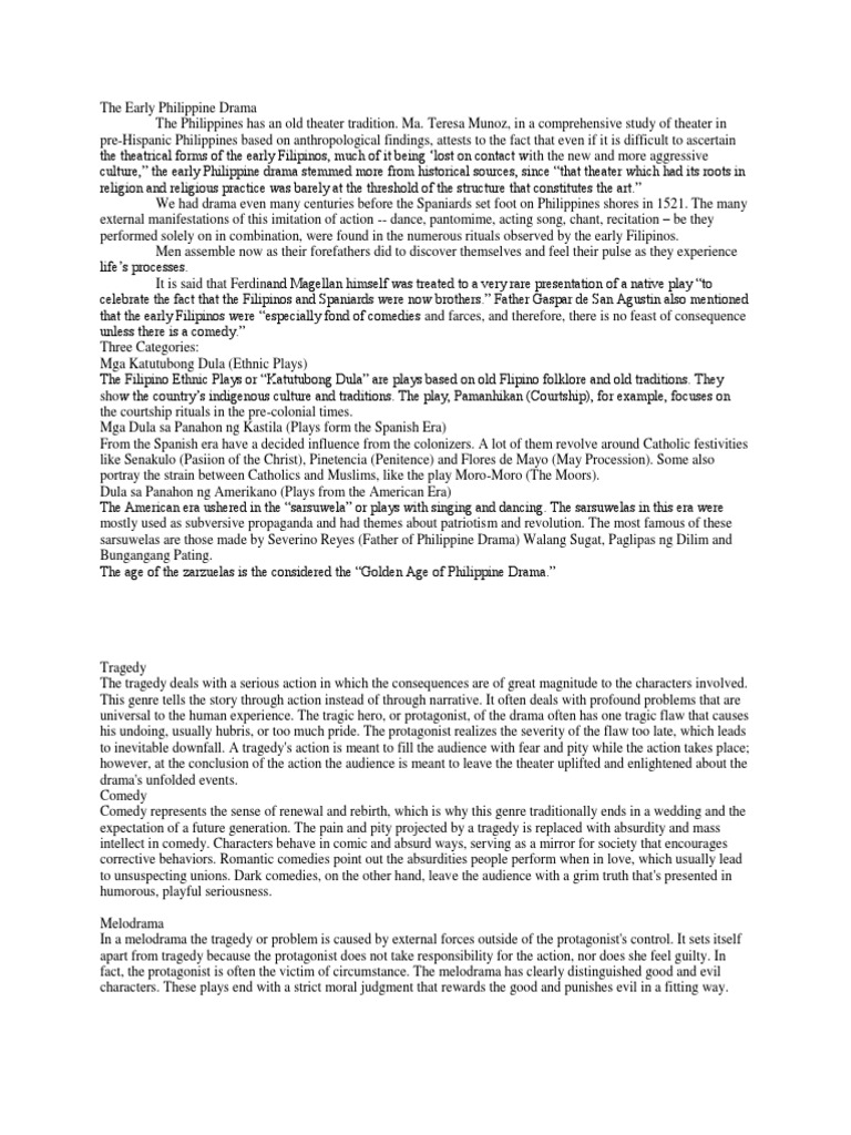The Early Philippine Drama | PDF | Philippines | Tragedy