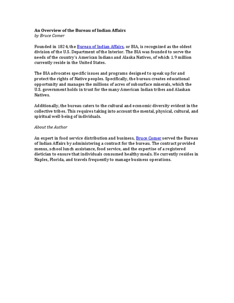 BIA: Serving Native American Needs | PDF | Bureau Of Indian Affairs ...