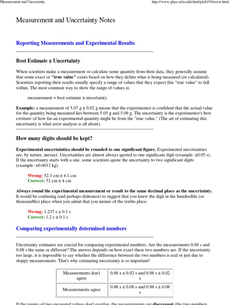 Measurement and Uncertainty | PDF | Uncertainty | Significant Figures