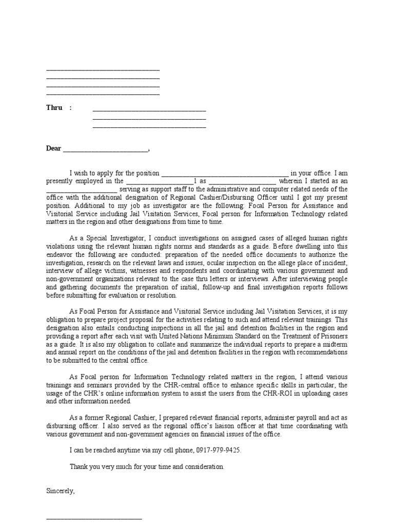 Application Letter | Prison | Social Institutions