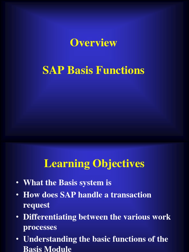 Sap Basis Overview | PDF | Application Programming Interface ...