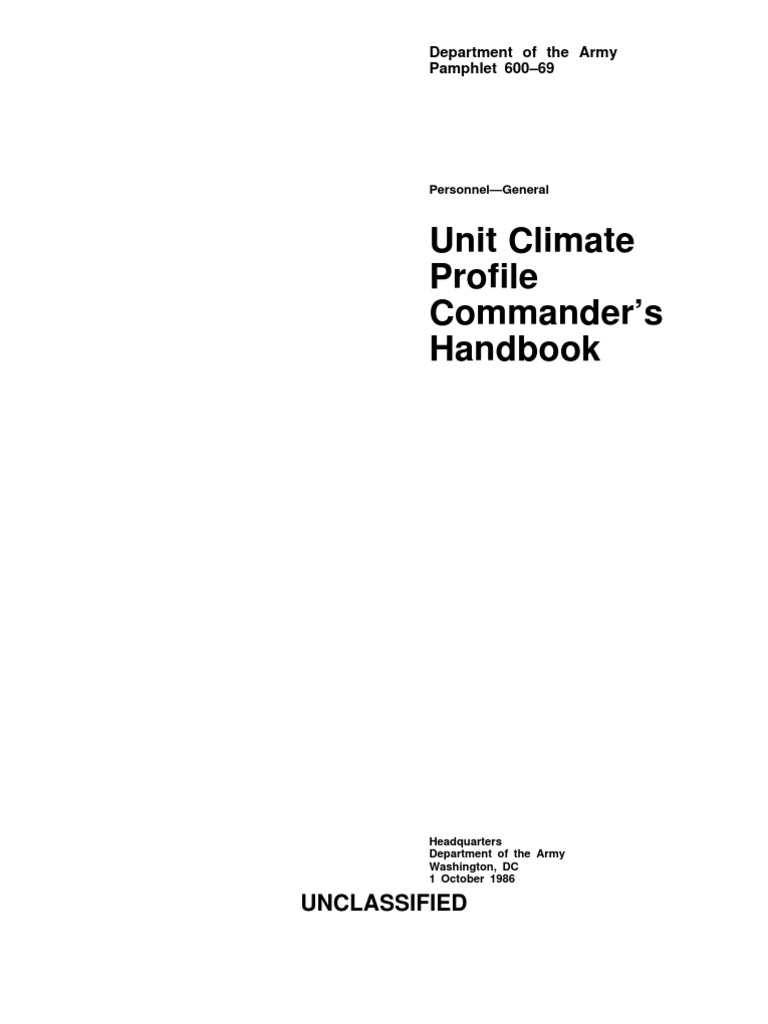 Unit Climate Profile Handbook for Commanders | PDF | Non Commissioned ...