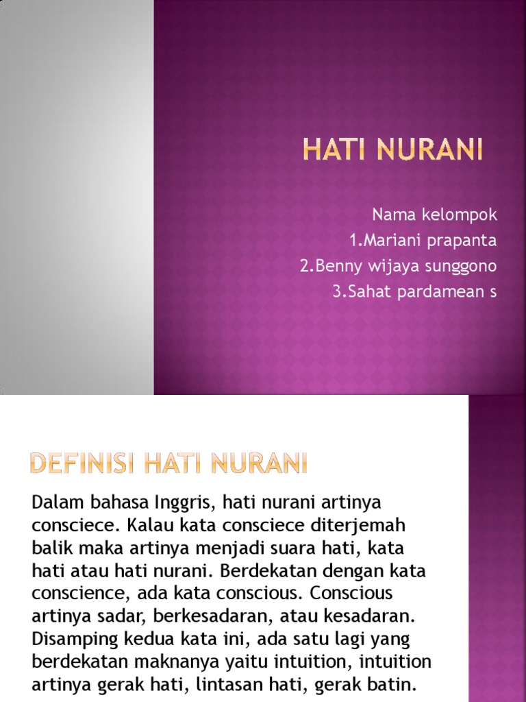 Powerpoint Agama Hati Nurani | PDF | Filsafat | Pengembangan Diri
