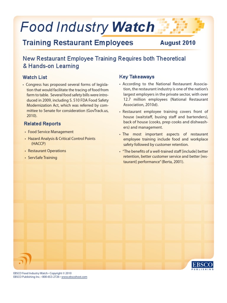 Training Restaurant Employees | PDF | Food Allergy | Employment